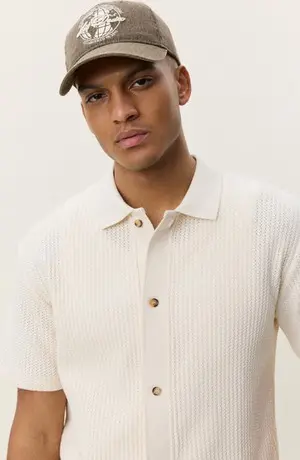 LES DEUX Pointelle Short Sleeve Cardigan