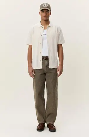 LES DEUX Pointelle Short Sleeve Cardigan