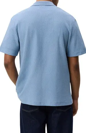 LES DEUX Pointelle Short Sleeve Cardigan - Faded Denim Blue