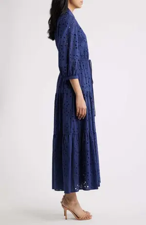 Julia Jordan Cotton Eyelet Maxi Shirtdress