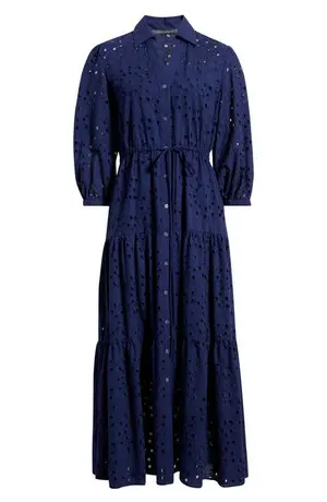Julia Jordan Cotton Eyelet Maxi Shirtdress