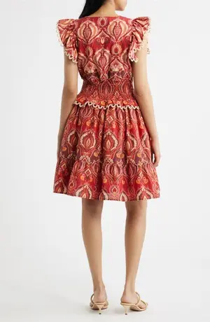 Julia Jordan Smocked Waist Ruffle Mini Dress