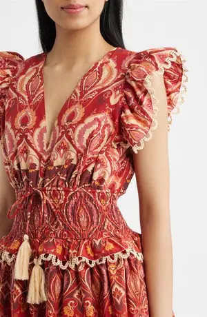 Julia Jordan Smocked Waist Ruffle Mini Dress