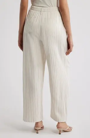 CITY BLUES High Waist Wide Leg Jeans With Drawstring Waist And Stripes