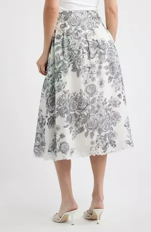 Kobi Halperin Lidia Floral Lace-trim Midi Skirt
