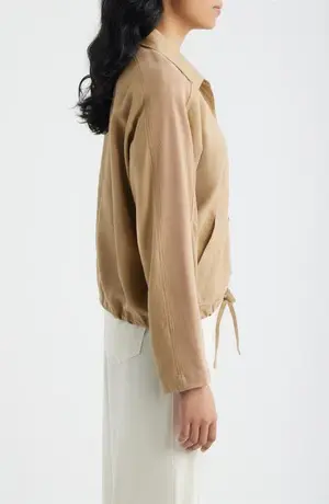 CITY BLUES Cropped Dolman Sleeve Shirt Jacket - Burlap