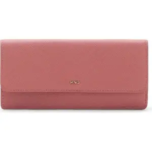 Mango Faux Leather Flap Wallet - Pink