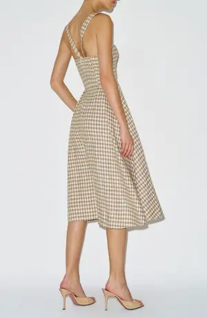 REFORMATION Roma Linen Midi Sundress - Dunes Check