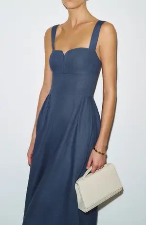 REFORMATION Roma Linen Midi Sundress - Muted Navy