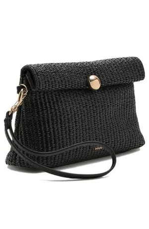 Mango Woven Flap Wristlet - Black