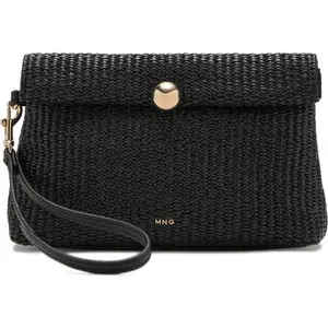 Mango Woven Flap Wristlet - Black