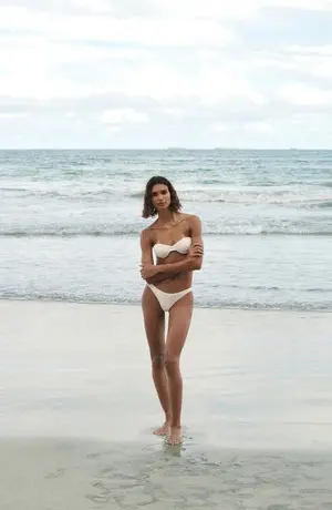 Mango Textured Bandeau Bikini Top