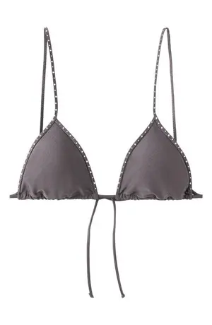 Mango Embellished Triangle Bikini Top - Grey