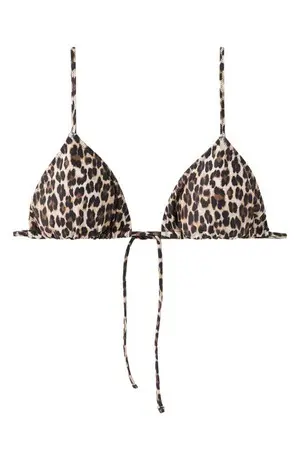 Mango Leopard Print Triangle Bikini Top - Brown