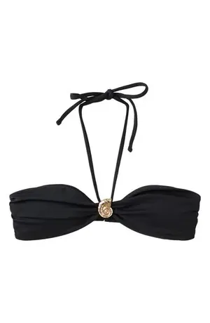 Mango Metallic Shell Halter Bikini Top - Black