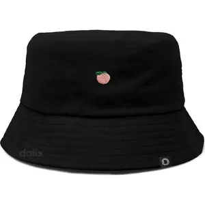DALIX Dalix Embroidered Peach Bucket Hat Black