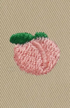 DALIX Embroidered Peach Bucket Hat - Sesame Beige