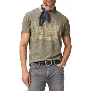 John Varvatos Raw Edge Shoulder Detail Graphic T-shirt