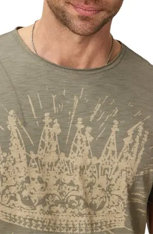 John Varvatos Raw Edge Shoulder Detail Graphic T-shirt