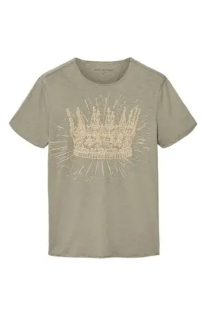 John Varvatos Raw Edge Shoulder Detail Graphic T-shirt