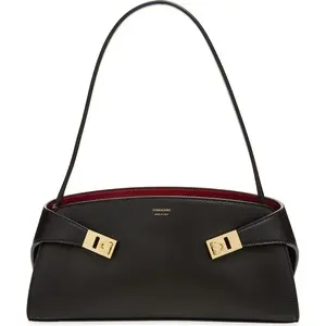 FERRAGAMO Hug Leather East/west Shoulder Bag - Nero Borgogna