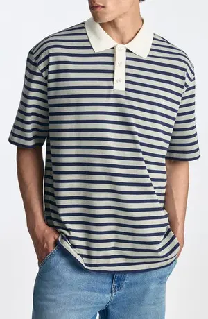 Brooklyn Industries Stripe Polo - Navy Stripe
