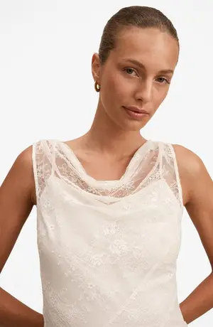 EVER NEW Jenna Paneled Lace Midi Dress