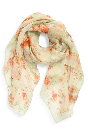 Alexander McQueen Floral & Skull Print Silk Scarf