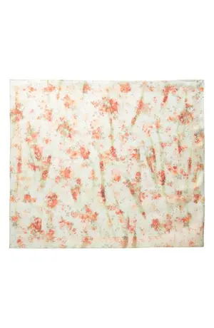Alexander McQueen Floral & Skull Print Silk Scarf - Acqua