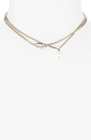 Alexander McQueen Layered Chain Necklace With Skull And Crystal Pendant