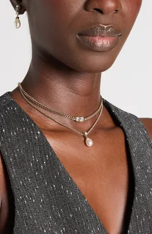 Alexander McQueen Layered Chain Necklace With Skull And Crystal Pendant