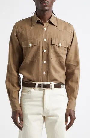 DRAKE'S Western Linen Button-up Shirt