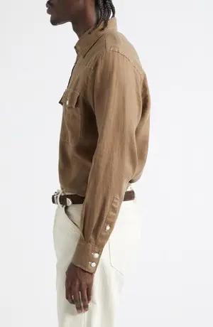 DRAKE'S Western Linen Button-up Shirt