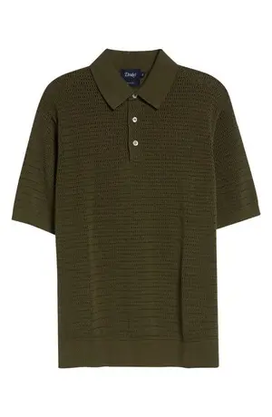 DRAKE'S Cotton Mesh Polo Sweater