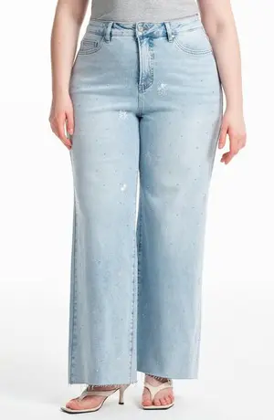 BAYEAS Embellished High Waist Wide Leg Jeans