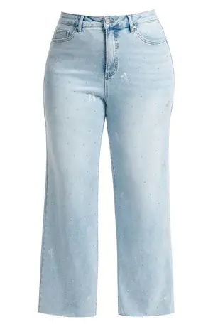 BAYEAS Embellished High Waist Wide Leg Jeans