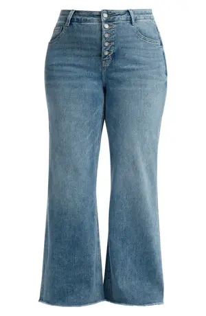 BAYEAS Mid Rise Wide Leg Jeans With Exposed Button Fly