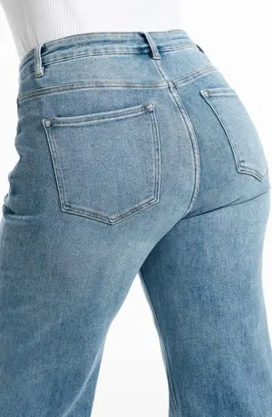 BAYEAS Mid Rise Wide Leg Jeans With Exposed Button Fly