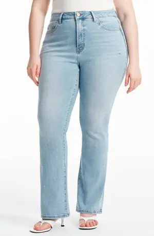 BAYEAS High Waist Bootcut Jeans With Crystal Embellishments