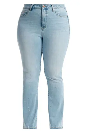 BAYEAS High Waist Bootcut Jeans With Crystal Embellishments