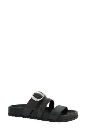 Paul Green Diego Platform Slide Sandal - Black Soft Leather
