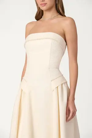 Shoshanna Embellished Jacquard Midi Dress