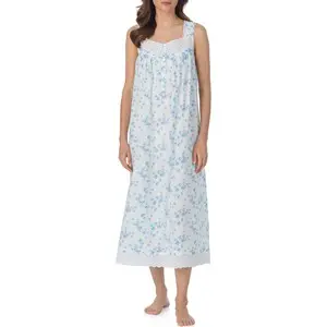 Eileen West Sleeveless Cotton Ballet Nightgown - White/floral