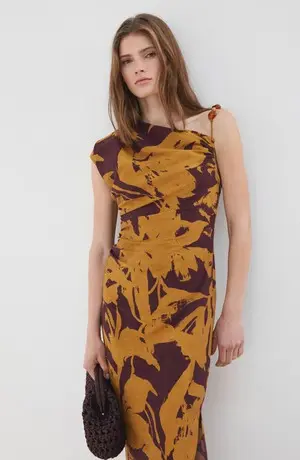 Mango Asymmetric Floral Maxi Dress