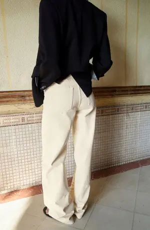 Mango Openwork Floral Straight Leg Jeans