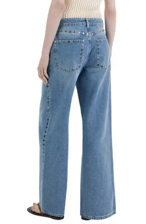 Mango Embellished Straight Leg Jeans