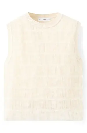 Mango Ruched Sleeveless Mesh Overlay Knit Sweater