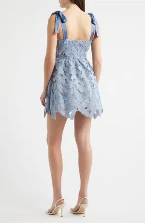 LUCY PARIS Lace Mini Dress With Shoulder Ties