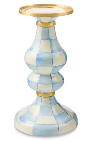 MACKENZIE-CHILDS Medium Pillar Candleholder - Sky Check