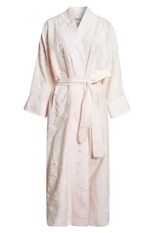 Bernadette Embroidered Long Sleeve Cotton & Silk Wrap Dress